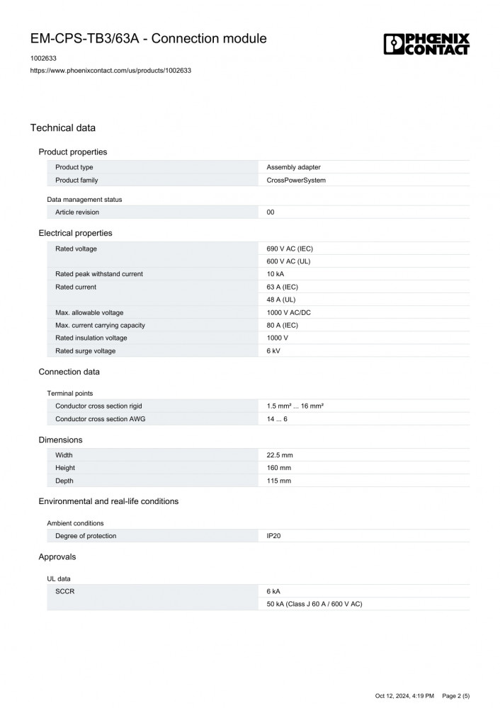 Phoenix Contact 1002633 technical document page 2