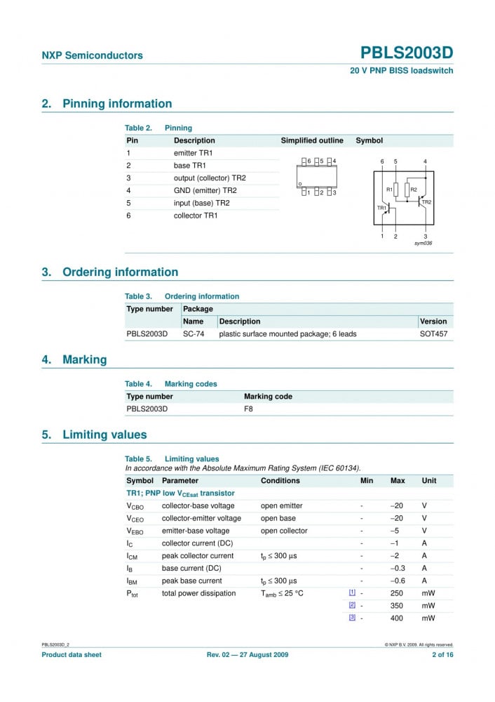 PBLS2003D datasheet page 3