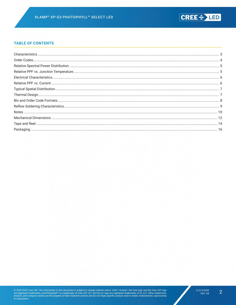 XP-G3 Photophyll Select datasheet page 2