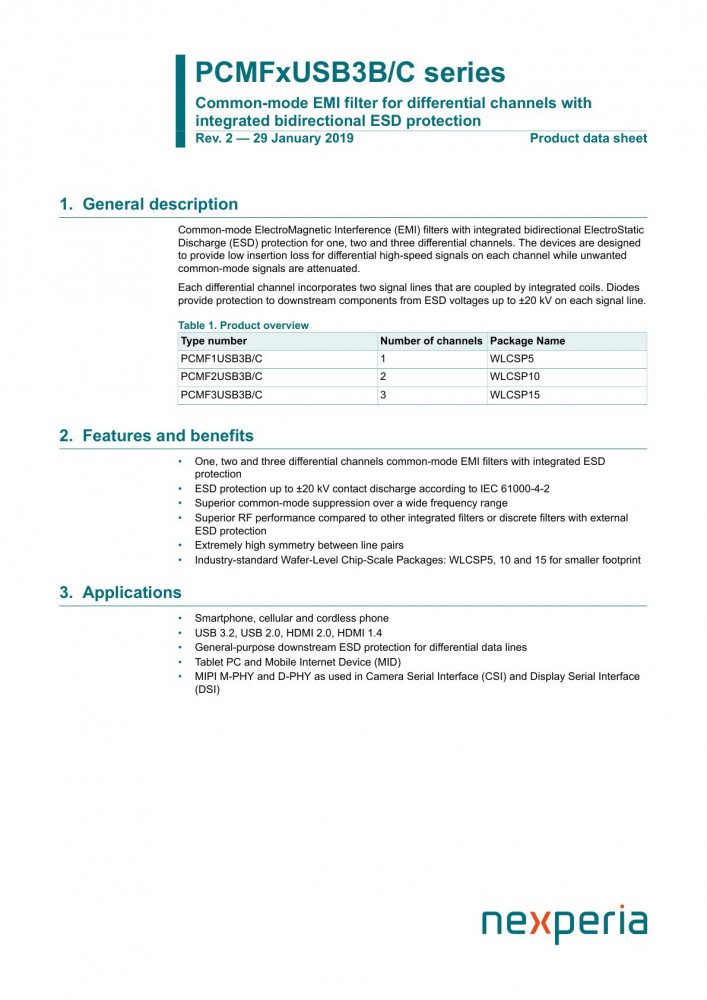 PCMF1USB3B/CZ datasheet page 1