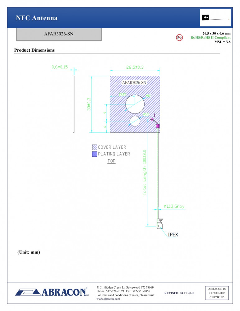 AFAR3026-SN technical document page 2