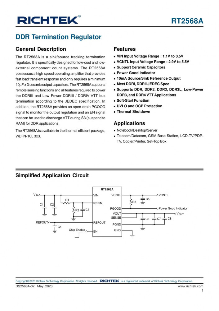 RT2568A datasheet preview, page 1
