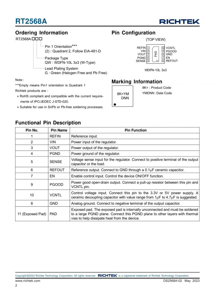 RT2568A datasheet preview, page 2