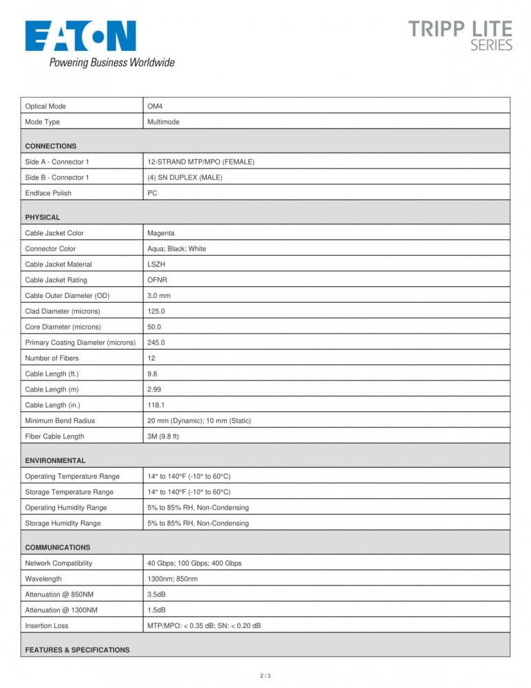 EATON N845-03M-4S-MG technical document page 2