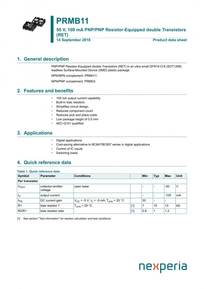 PRMB11Z technical document page 1
