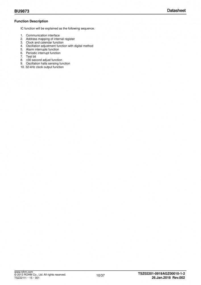 BU9873 datasheet page 10