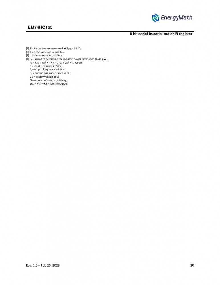 EM74HC165PW datasheet page 10