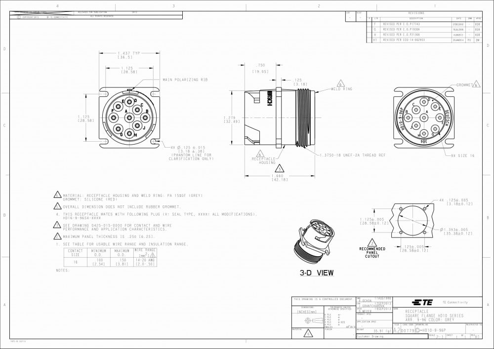 TE Connectivity HD10-9-96P controlled drawing preview