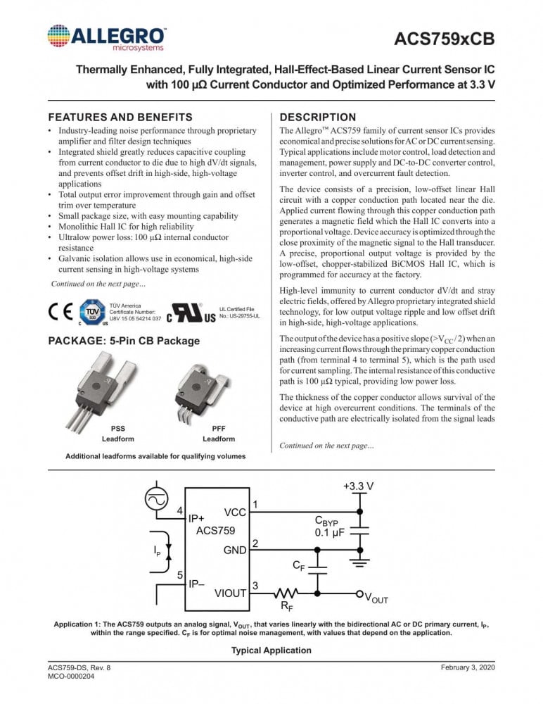 ACS759 datasheet page 1