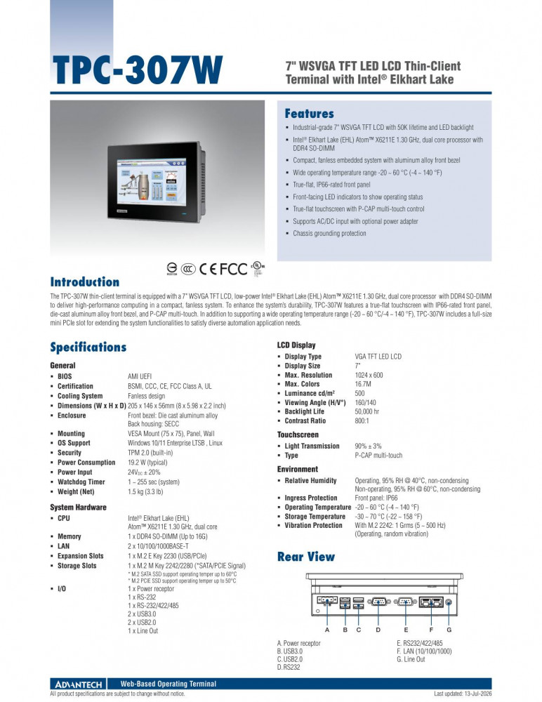 TPC-307W technical document preview, page 1
