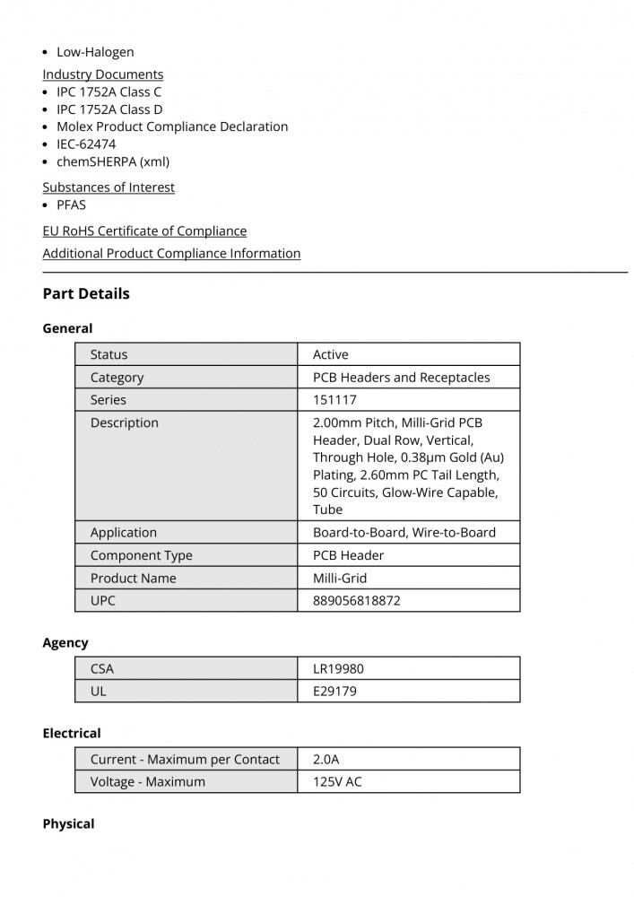 MOLEX product specification page 2