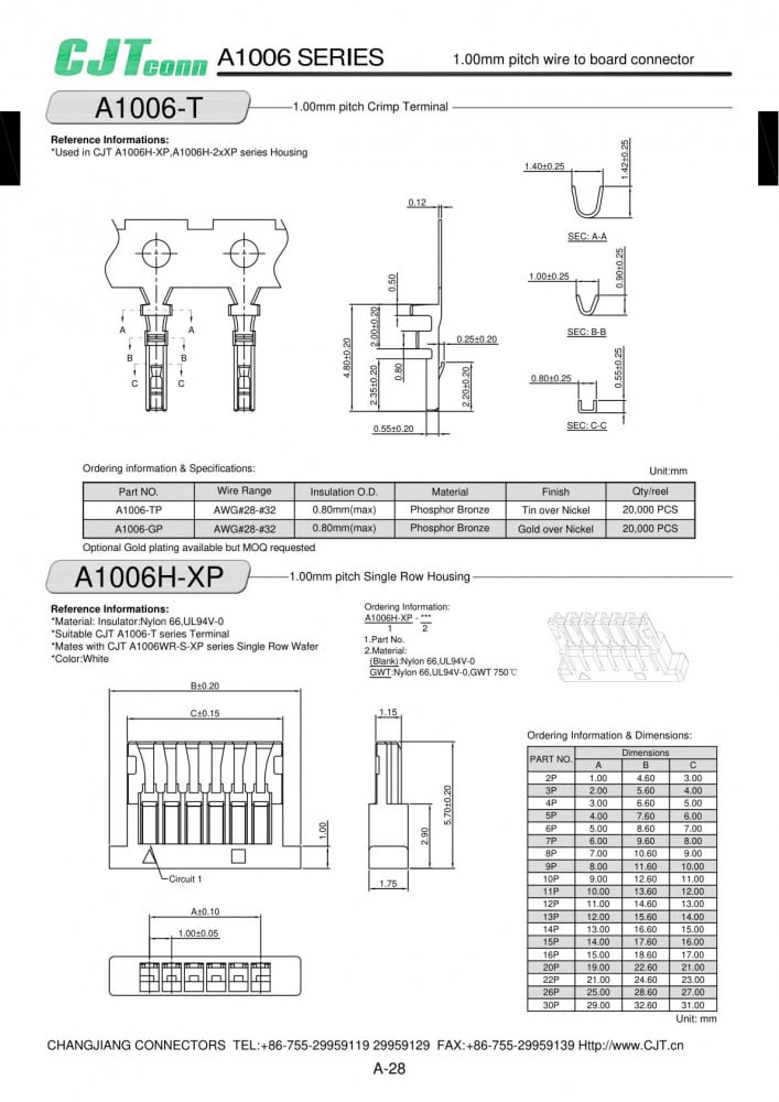 CJT A1006H-7P datasheet page 2