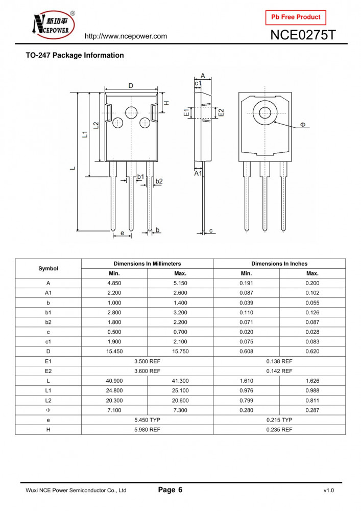 NCE0275T datasheet page 6