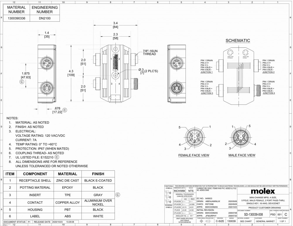 Technical drawing preview for LEA NETWORKS 1300390336, engineering number DN2100