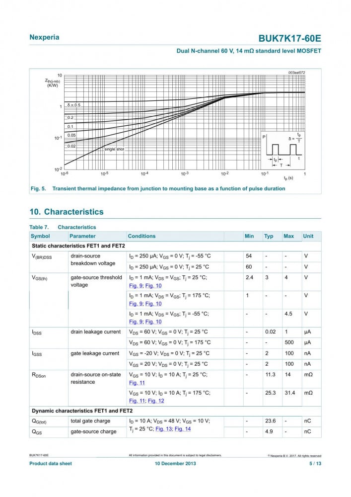 BUK7K17-60EX datasheet page 5