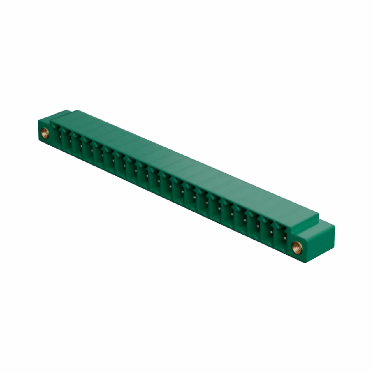 3.81mm Pitch Eurostyle Right-Angle PCB Header, with Threaded Retention Inserts, Green Housing, 20 Circuits for sale