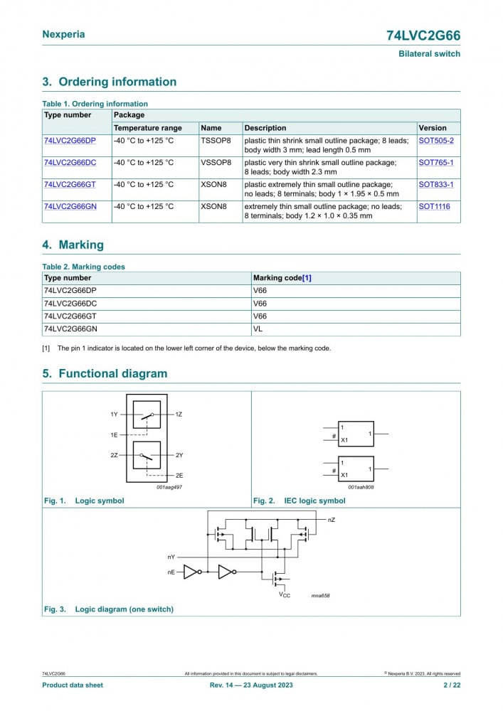 74LVC2G66GT,115 datasheet page 2