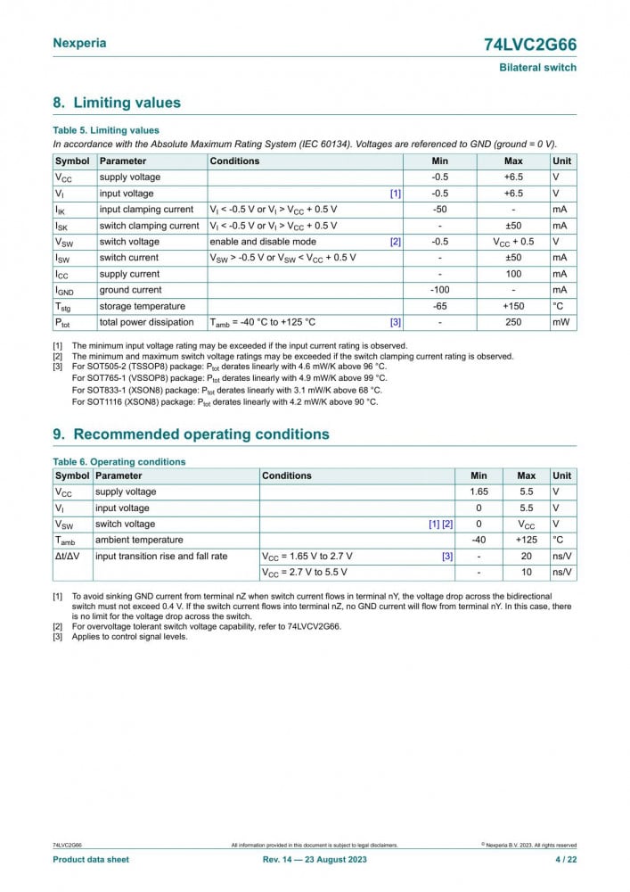 74LVC2G66GT,115 datasheet page 4