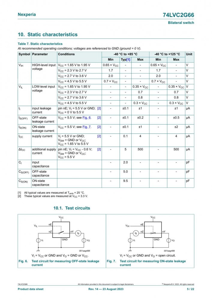 74LVC2G66GT,115 datasheet page 5