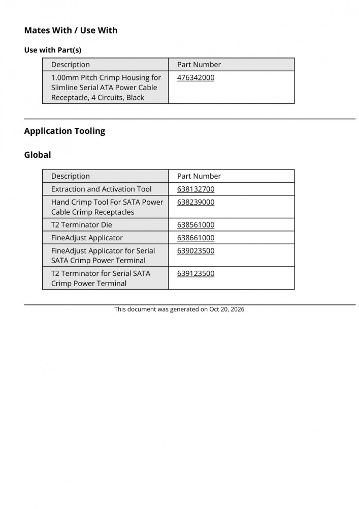 Technical document page 3 for MOLEX 476341002