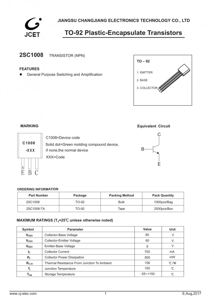 2SC1008 datasheet page 1