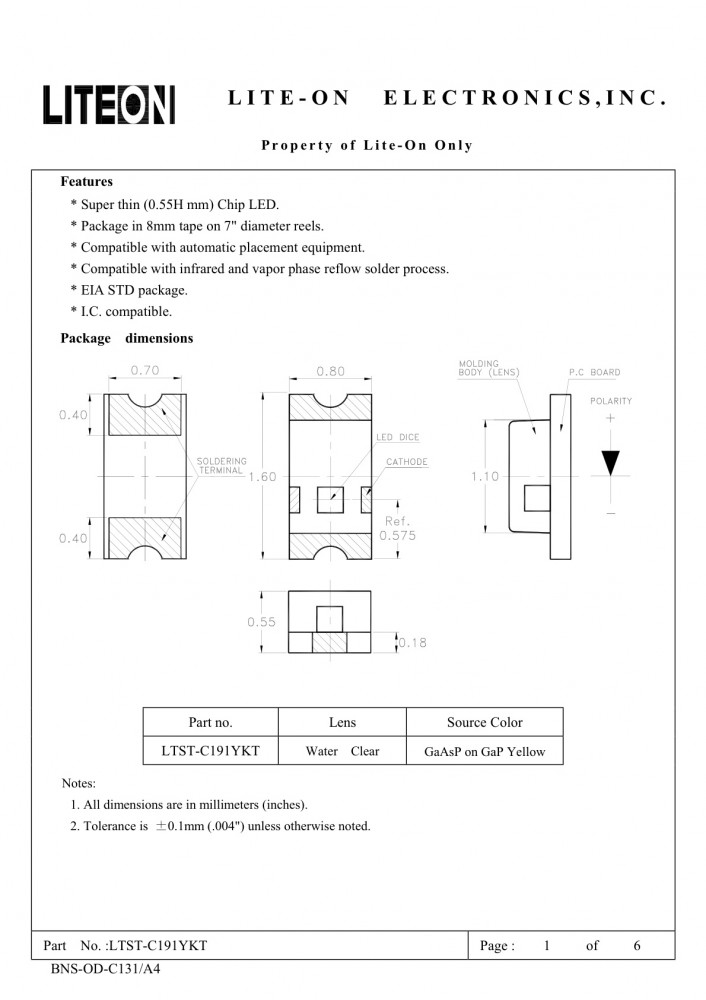 LTST-C191YKT datasheet page 1