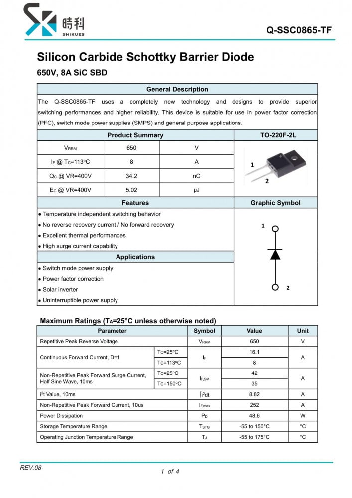Q-SSC0865-TF datasheet page 1