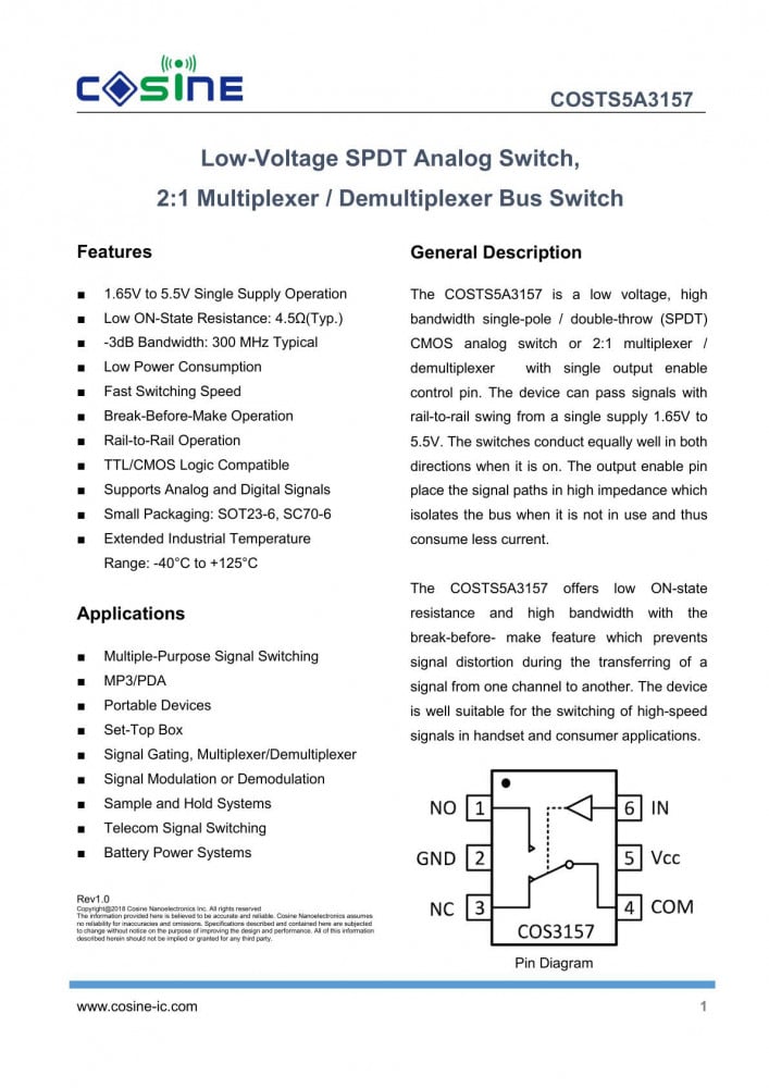 COSTS5A3157DBVR datasheet page 1