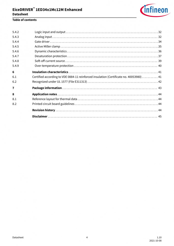 Infineon datasheet page 4