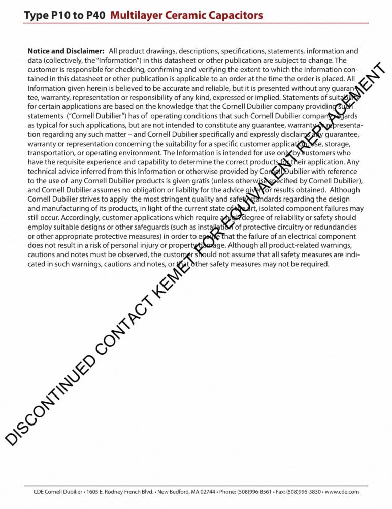 CDE P10 to P40 capacitor datasheet page 4