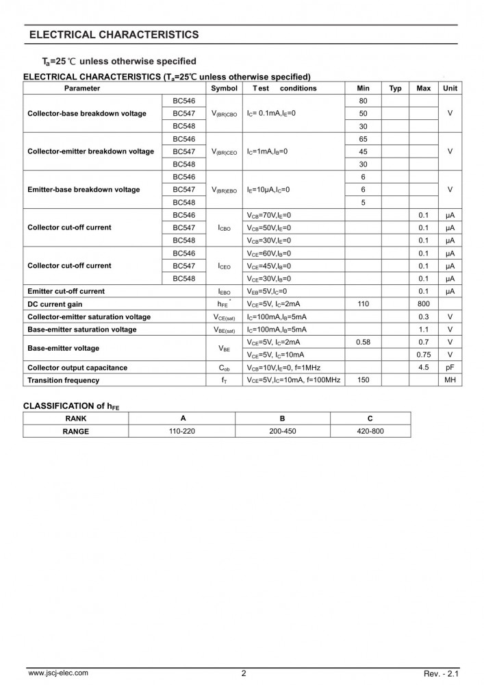BC546 datasheet page 2
