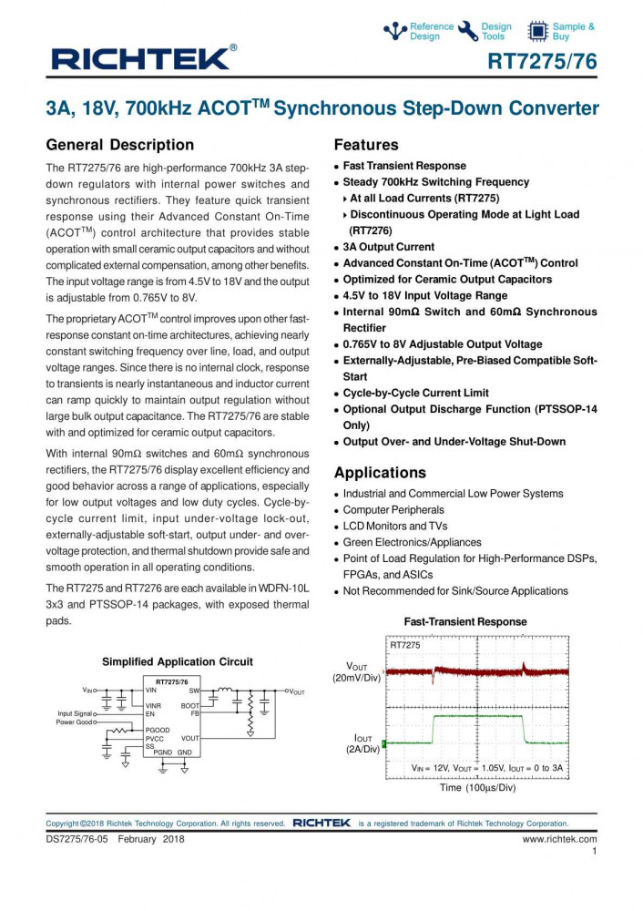 RT7275 RT7276 datasheet page 1