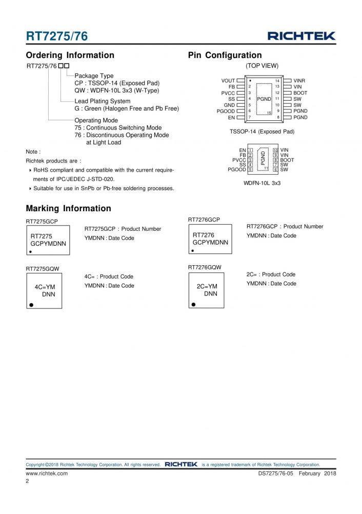 RT7275 RT7276 datasheet page 2