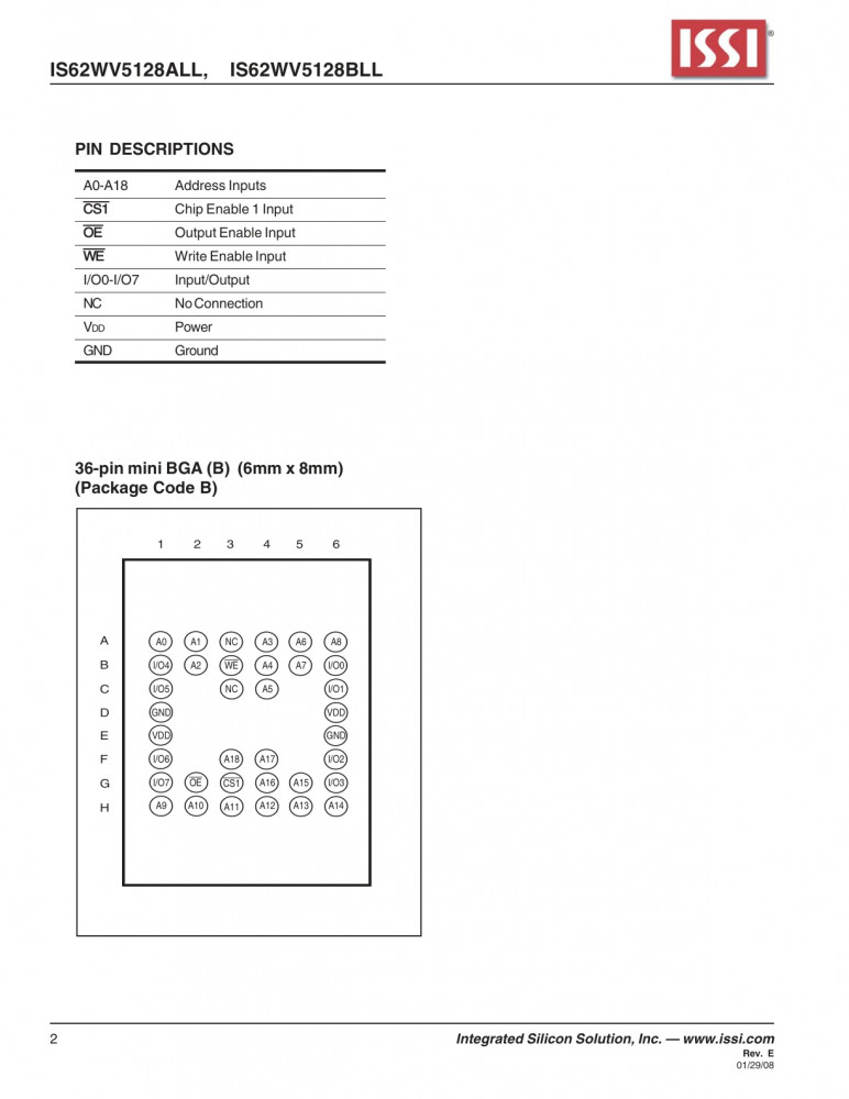 IS62WV5128BLL datasheet page 2