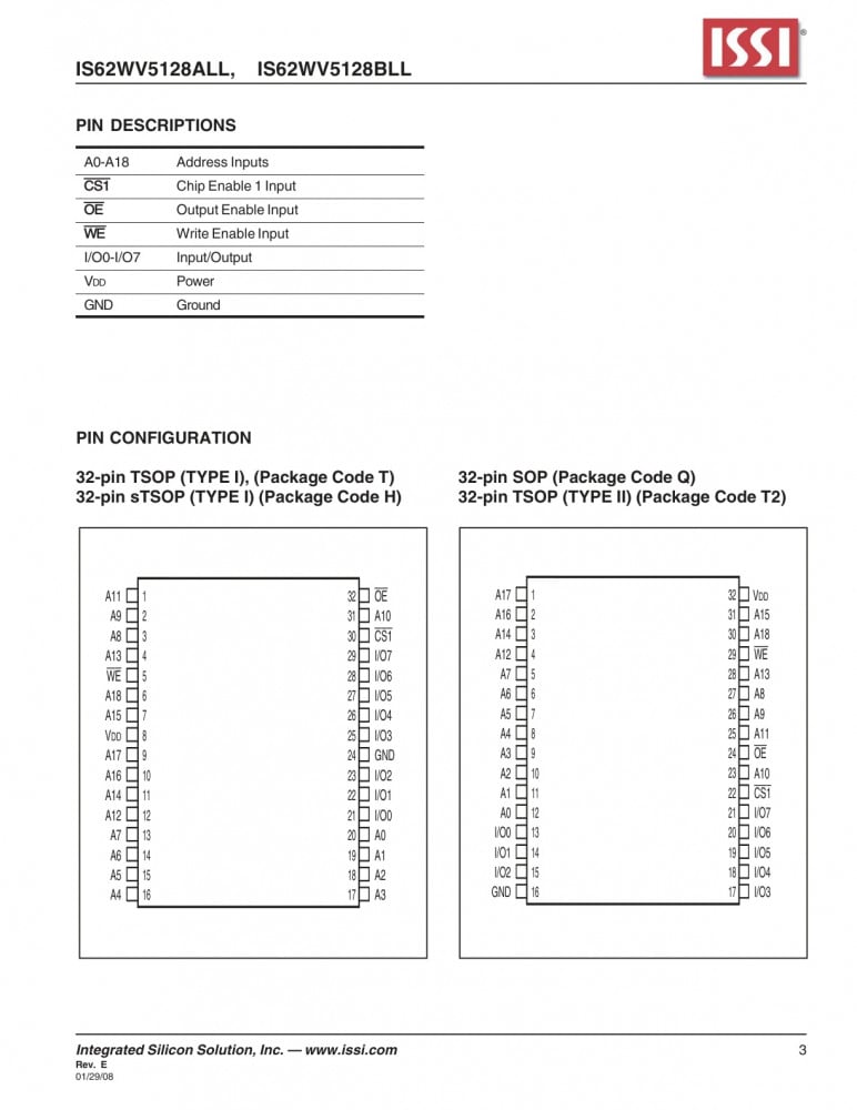 IS62WV5128BLL datasheet page 3