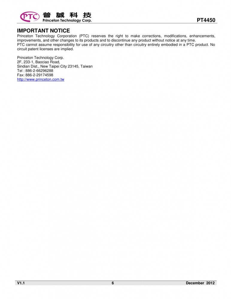 PT4450 datasheet page 3