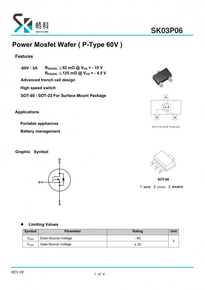 SK03P06 datasheet page 1