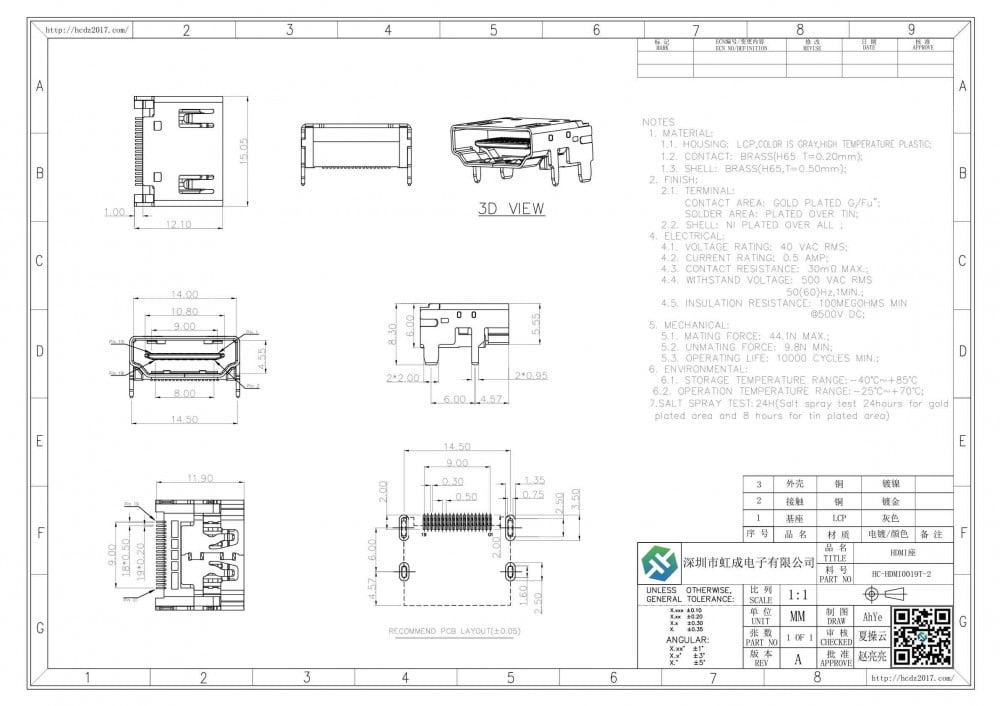 HC-HDMI0019T-2 product drawing page