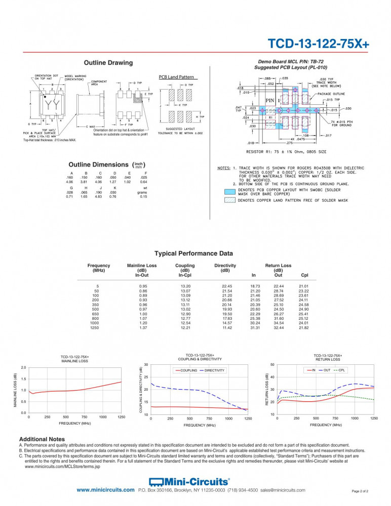 TCD-13-122-75X+ datasheet page 2