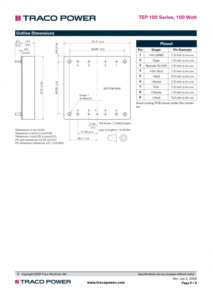 TEP 100 Series documentation page 5