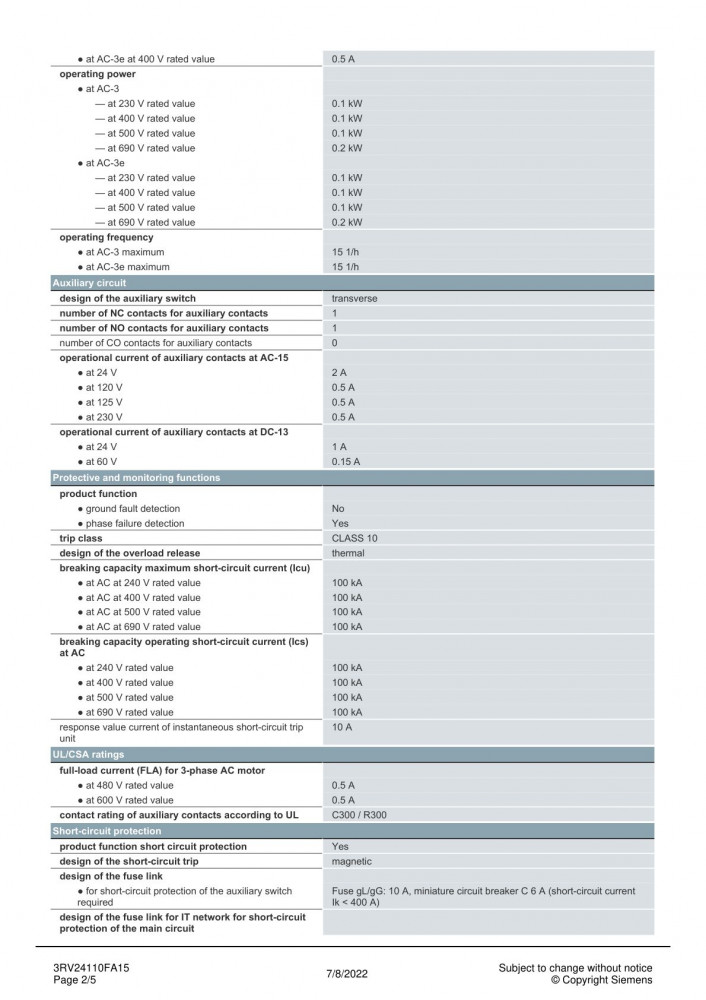 3RV24110FA15 datasheet page 2