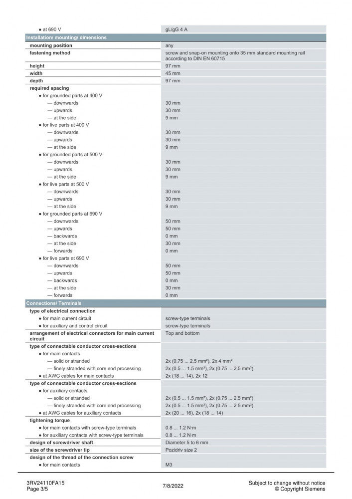 3RV24110FA15 datasheet page 3