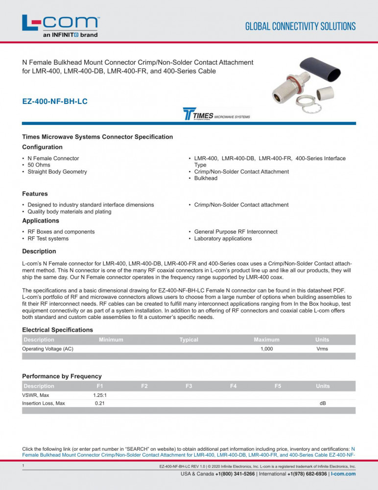 EZ-400-NF-BH-LC datasheet page 1