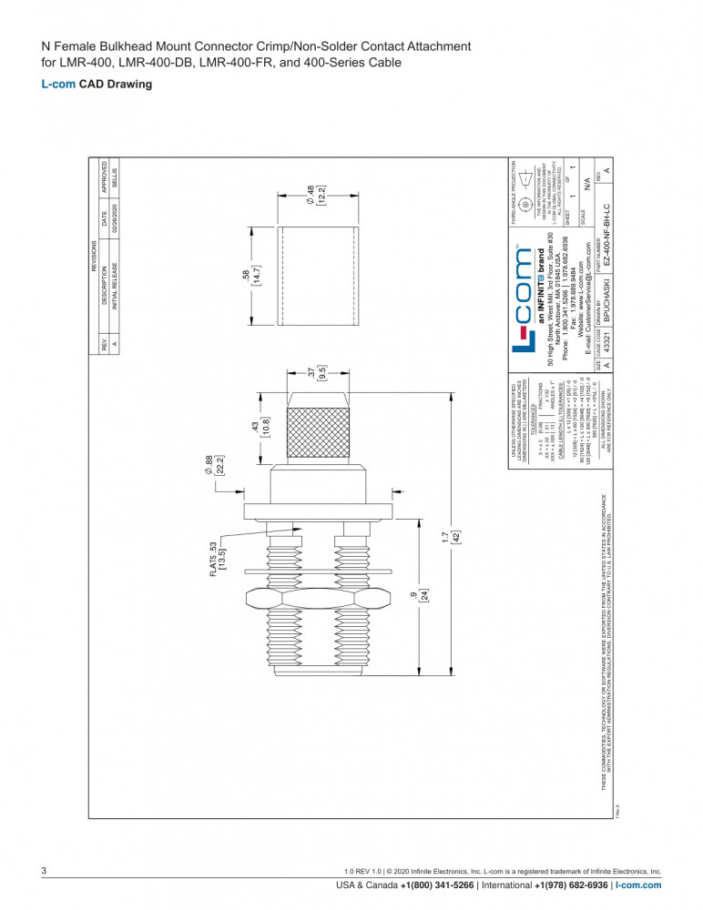 EZ-400-NF-BH-LC dimensional drawing page
