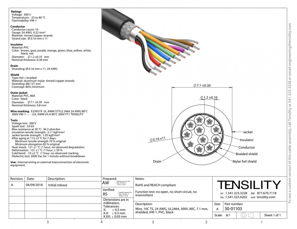 Tensility 30-01103 product drawing