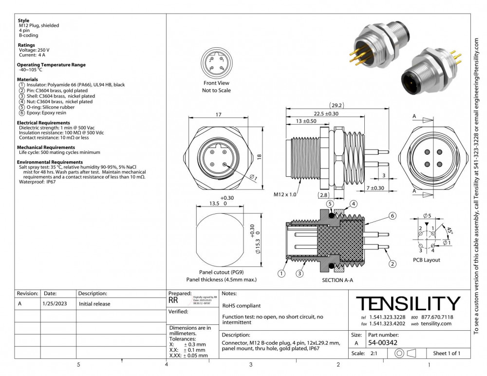 Tensility International 54-00342 product drawing