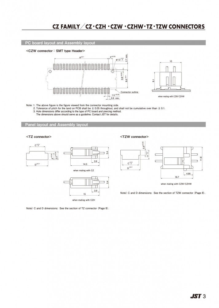 JST CZ connector datasheet page 3