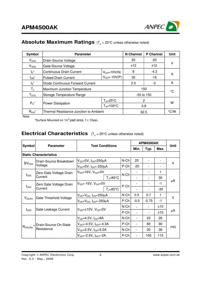 APM4500AKC-TRG datasheet page 2