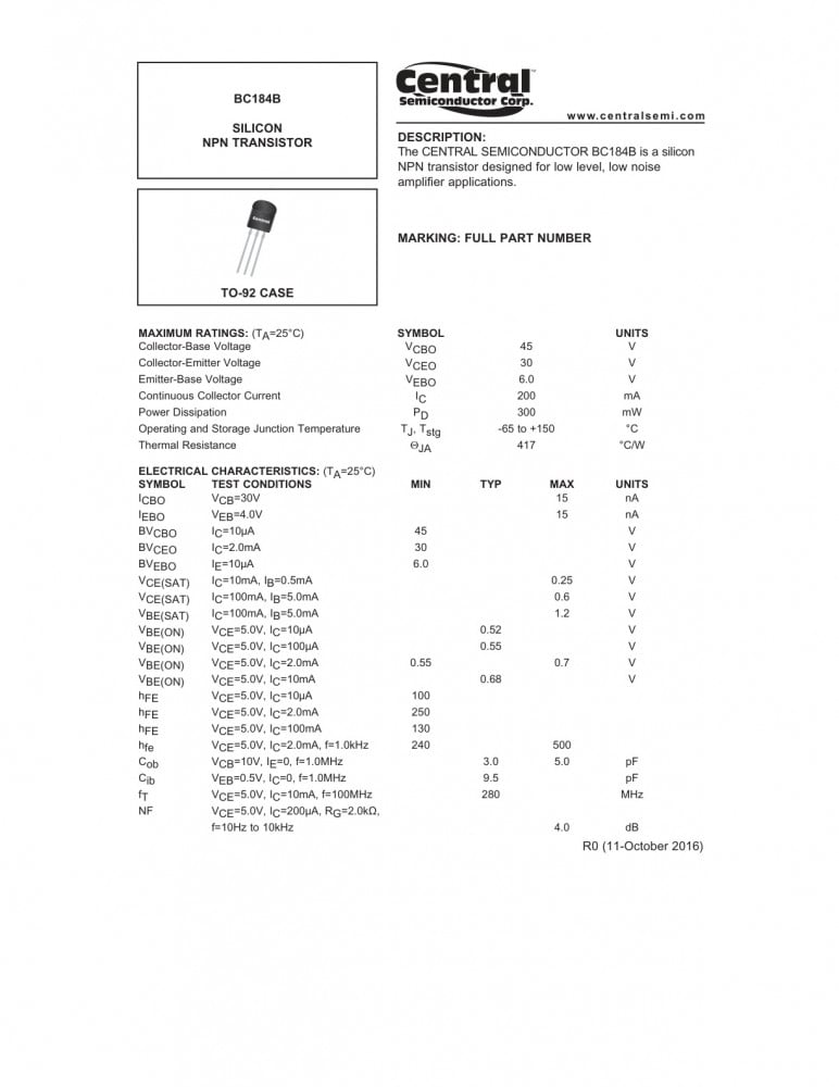 BC184B PBFREE datasheet page 1