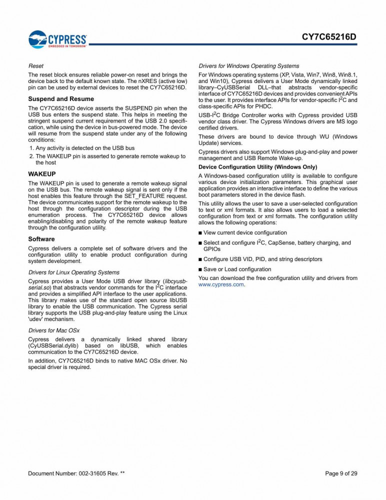 CY7C65216D-32LTXIT technical document page 10